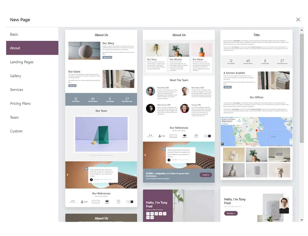 Free website builder by Odoo | Get a web builder for free